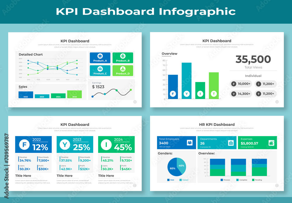 KPI Dashboard Presentation Layout Stock Template | Adobe Stock