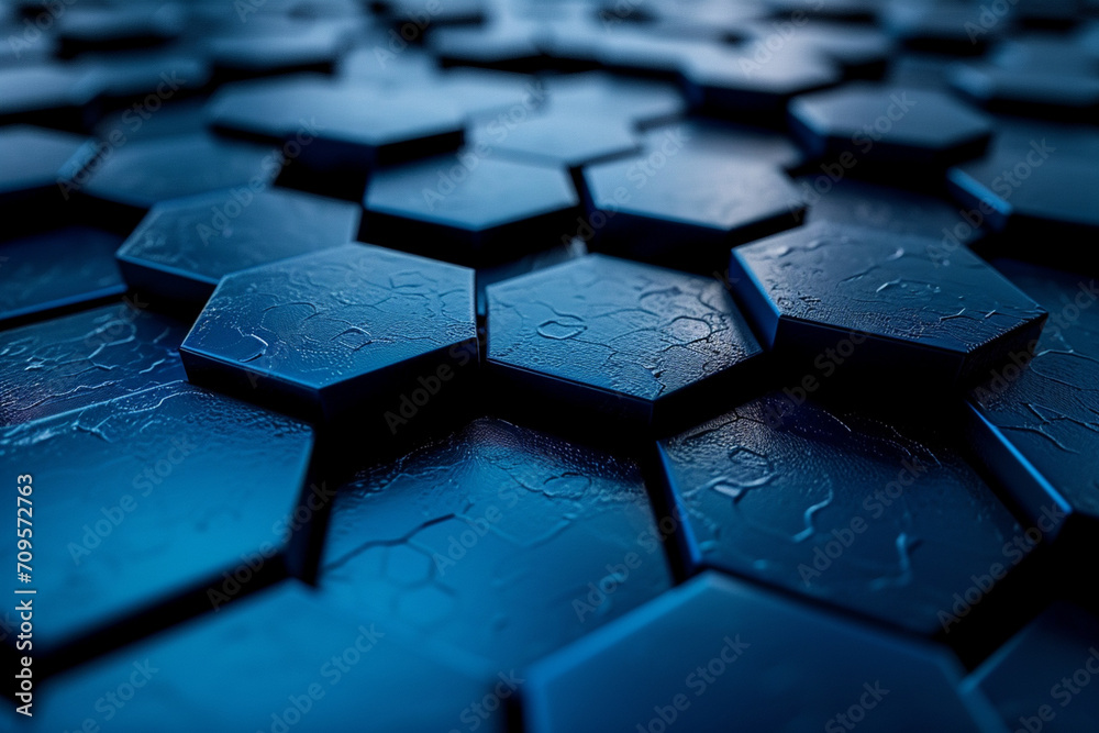 Hexagonal Harmony: A Collection of Blue Hexagons Arranged on a Sleek ...
