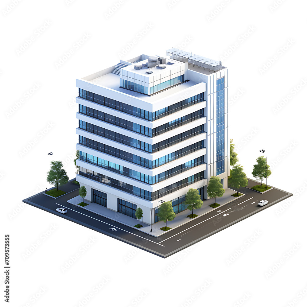 Isometric image of office building on transparent background PNG. Stock ...