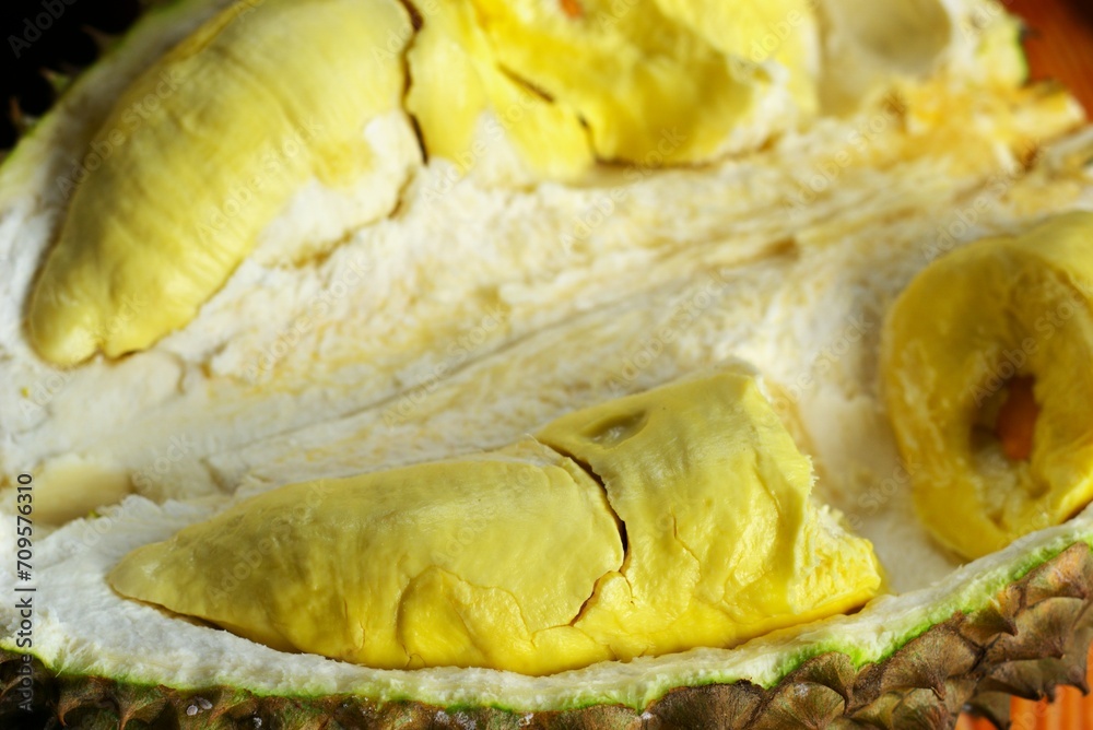 Durian fruit, close up view of the king of the fruit, exotic tropical ...
