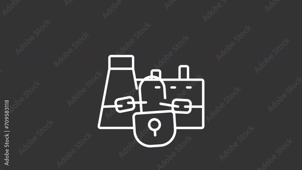 2D white simple thin line animation of factory closure icon, HD video ...