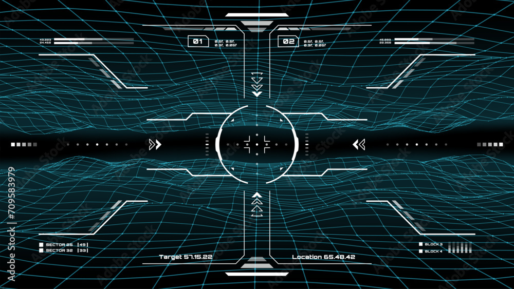 Vecteur Stock Military HUD interface, target aim controls screen ...