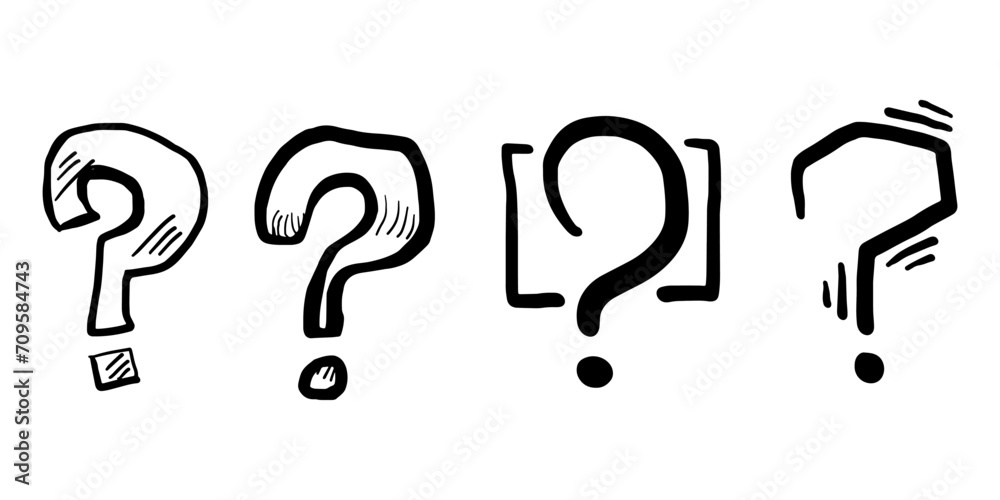 Set of hand drawn question marks. doodle questions marks. isolated on ...