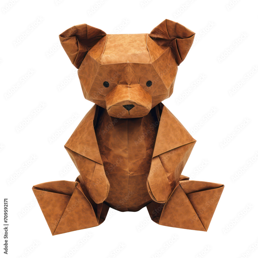 Teddy bear paper craft for valentine's day, origami. isolated on white ...