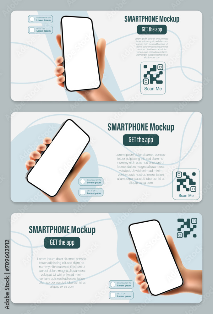 Presentation brochures for a mobile application on a smartphone ...