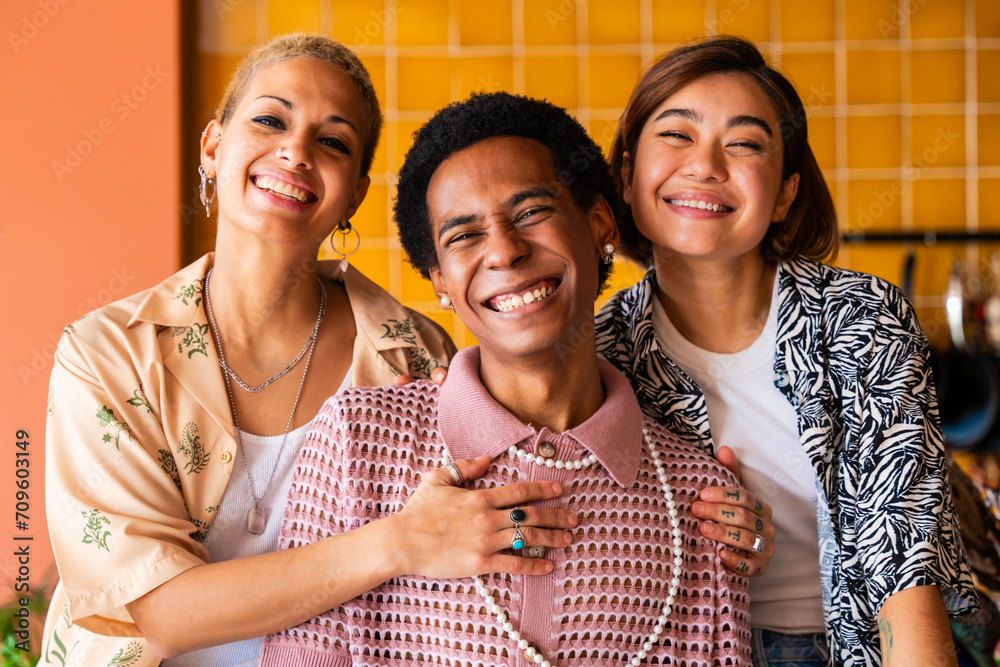 Group of friends bonding at home, LGBTQ and diversity concepts ...