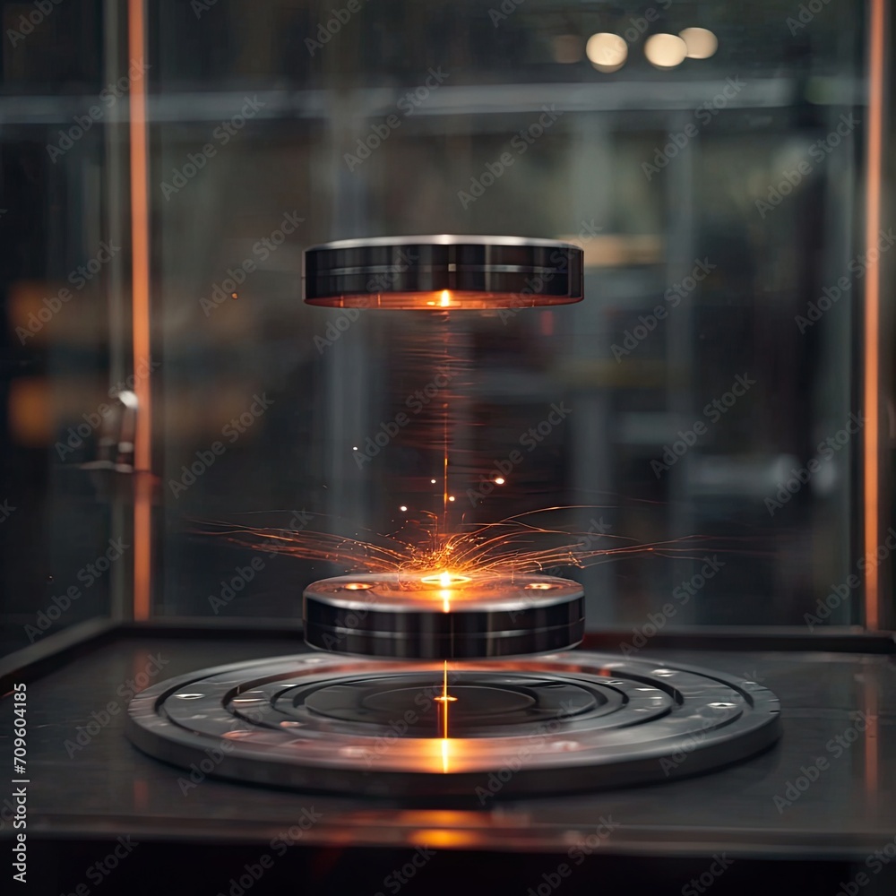 Levitating Halo Sphere, floating magnet on a superconductor Stock Photo ...