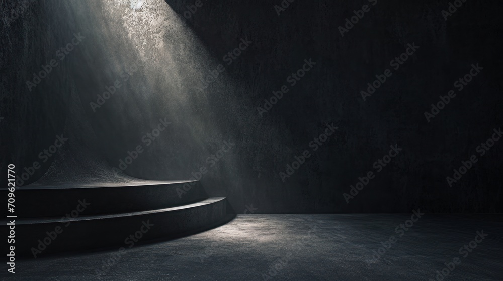 Product showcase. Dark background of a studio. Use as a montage when ...