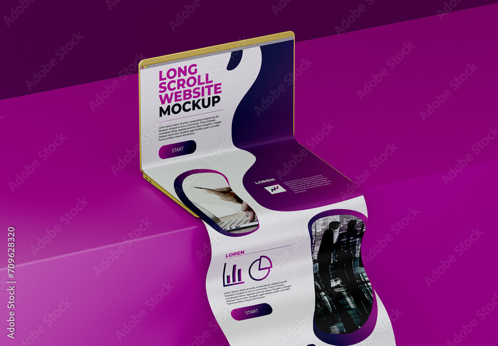 Laptop Longscroll Mockup Stock Template | Adobe Stock