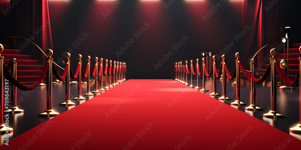 Red carpet at night with spotlights, Red carpet with a spotlight on it ...