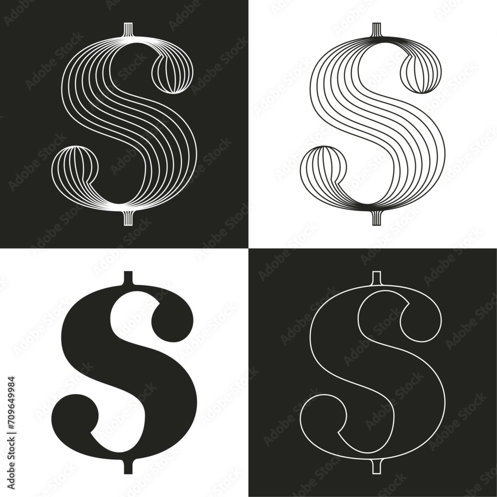 Vecteur Stock Luxury wedding Dollar sign. Elegant classic serif font ...