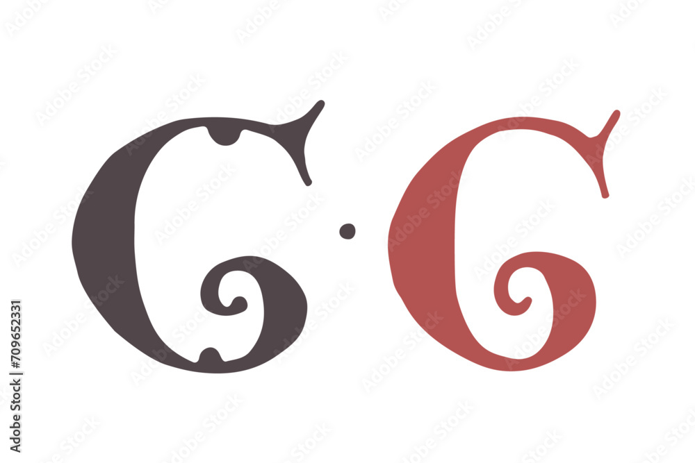 Letter G Carolingian Majuscule. Old Romanesque font from 13th century ...