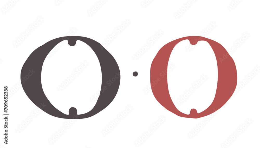 Letter O Carolingian Majuscule. Old Romanesque font from 13th century ...