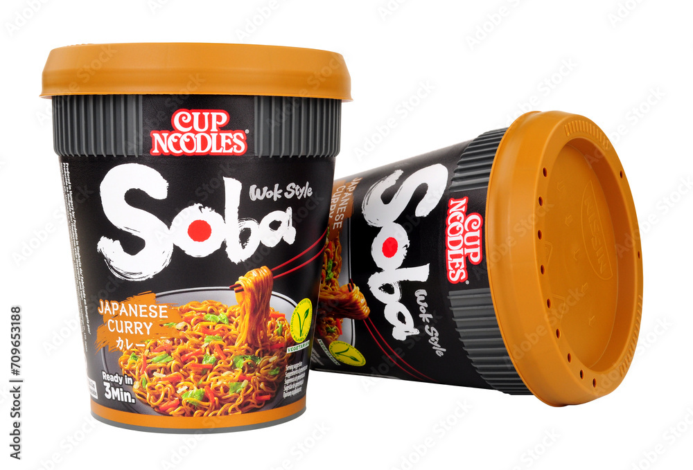 Soba cup noodles Japanese curry wok style flavour instant noodles in a ...