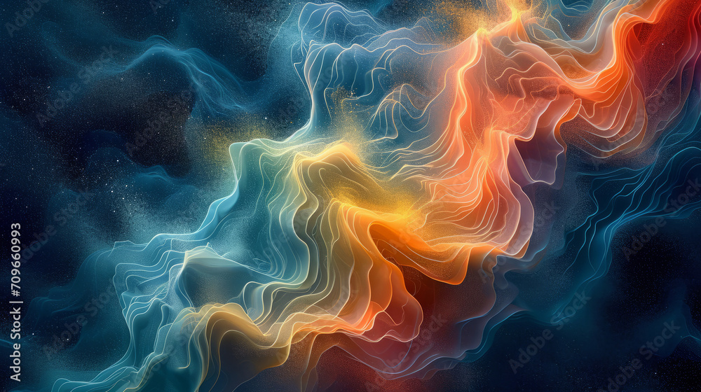 Abstract, digital and background waves. Wallpaper, futuristic and ...