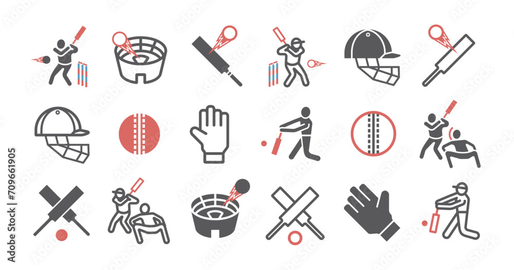 Cricket player line icons. Cricket player. Vector signs for web ...
