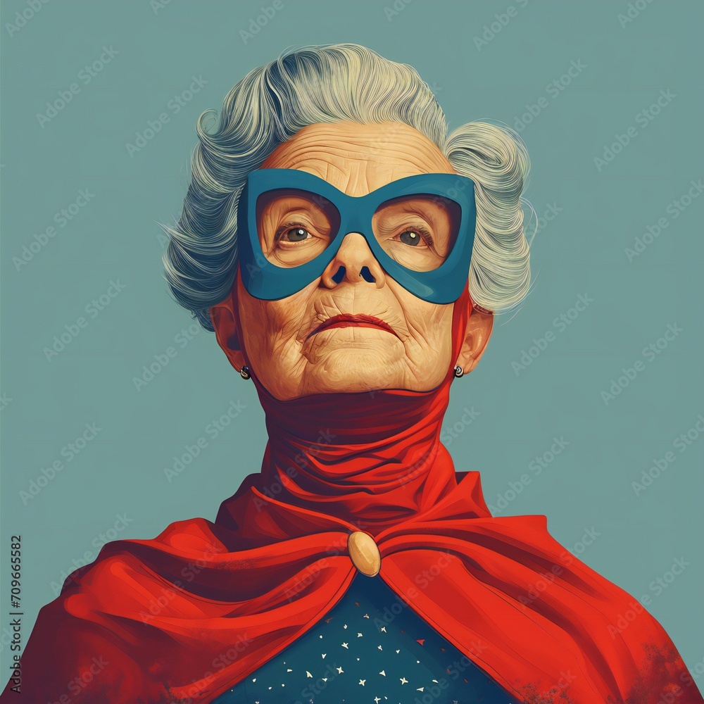 Superhero Granny Feeling Powerful and Strong Elderly grandmother being ...