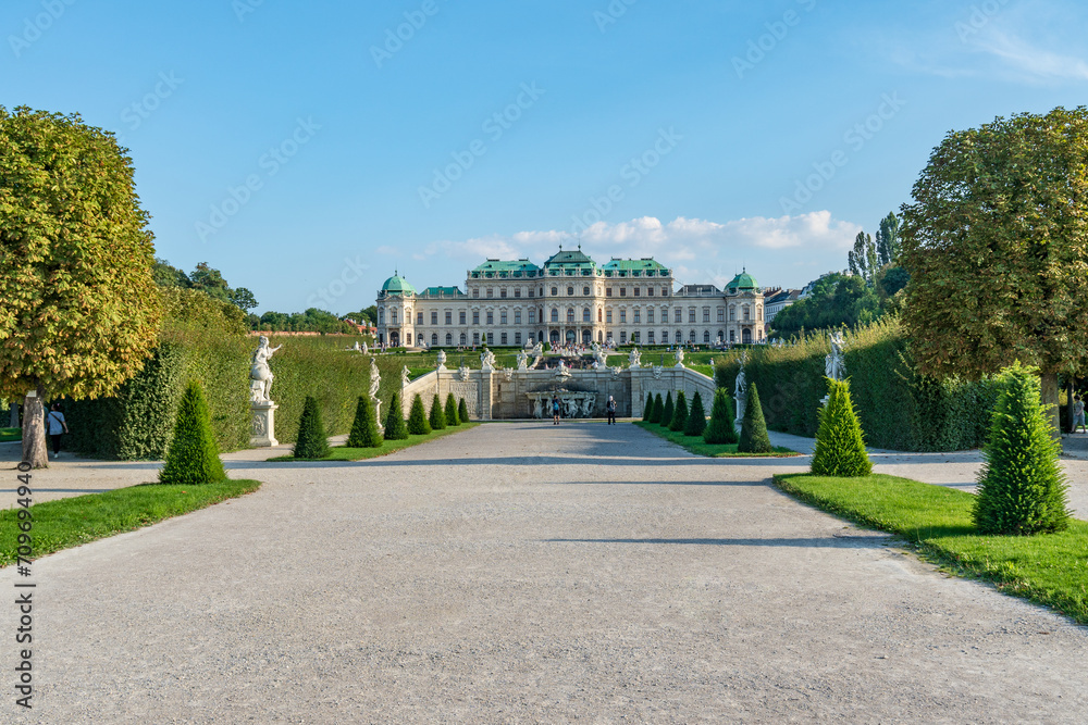 Wien, Austria- AUGUST 20,2023: Views of Belvedere Castle, a complex ...