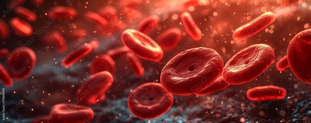 red blood cells, An impactful medical banner featuring a microscopic ...