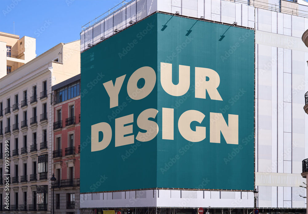 Mockup of building corner with customizable billboard Stock Template ...