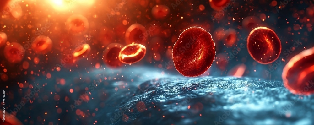 red blood cells, An impactful medical banner featuring a microscopic ...