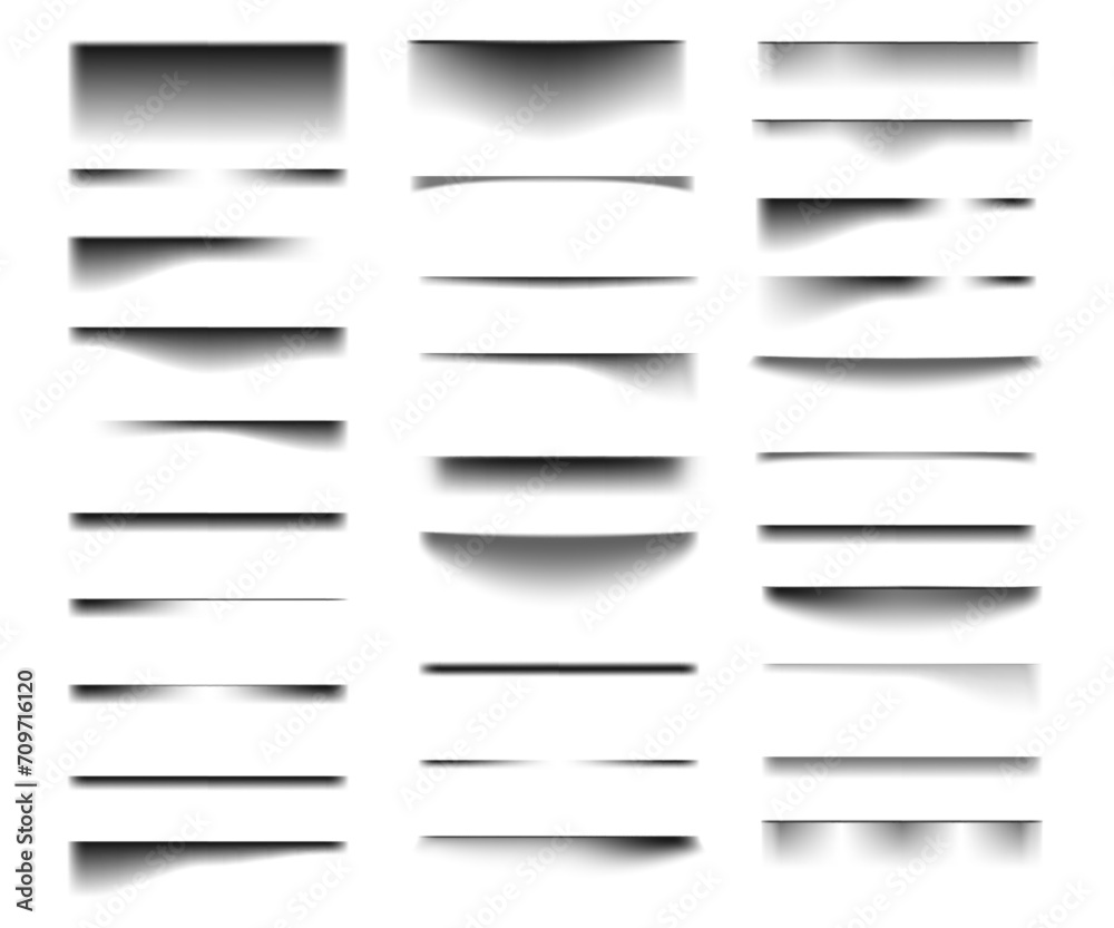 Shade border line with soft and blurred black shadow. Vector isolated ...