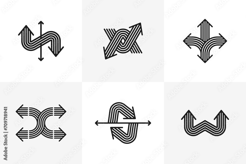 Arrow vector original logos set isolated, pictogram symbol of double ...