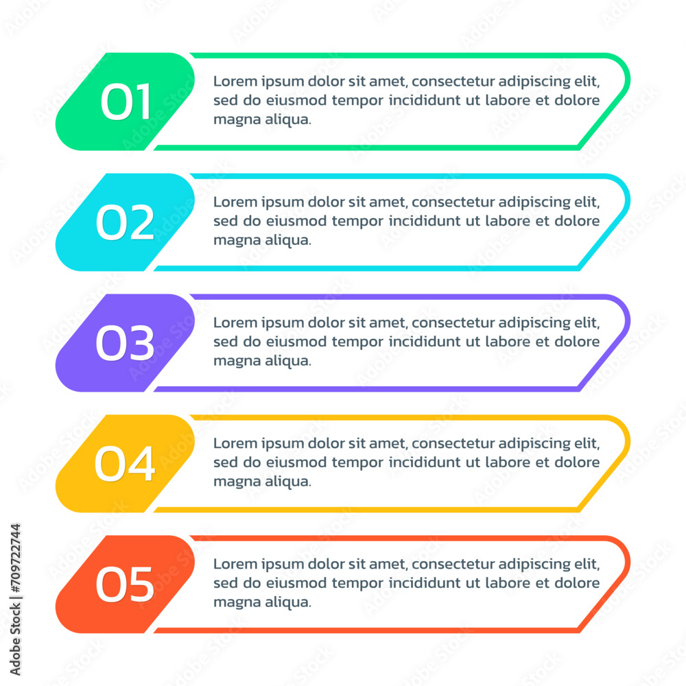 Vecteur Stock 5 step info graphic template. List diagram, chart with ...