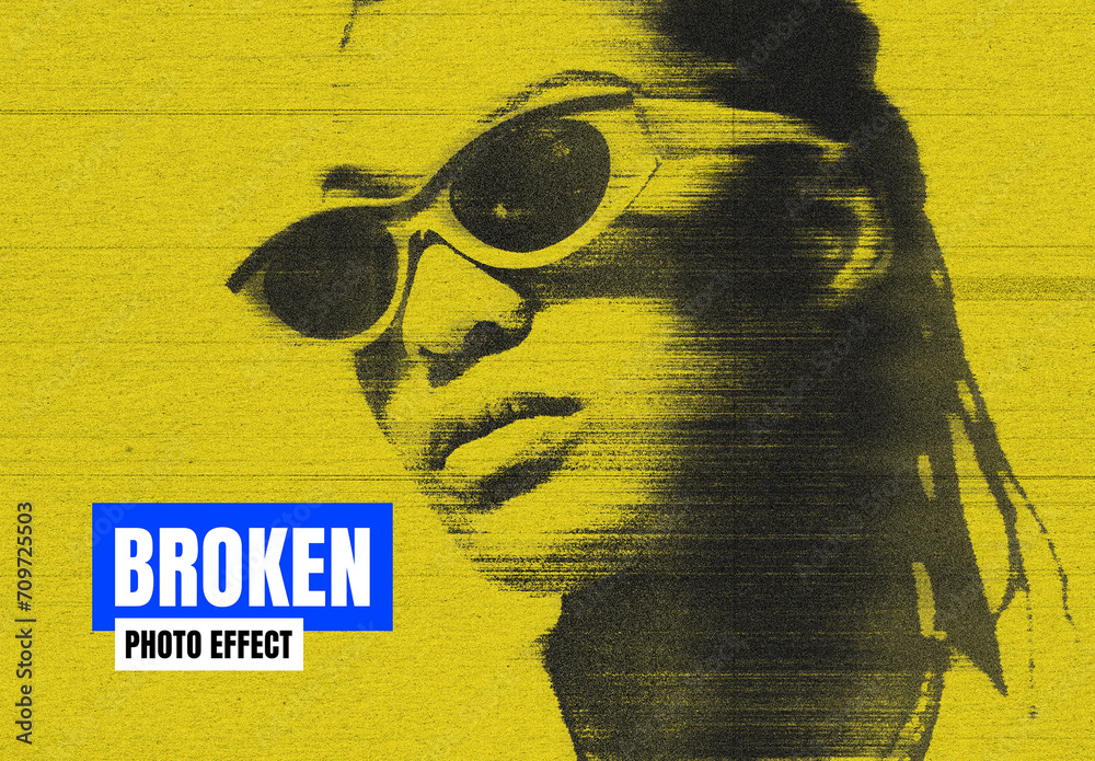 Broken Scanner Photo Effect Mockup Stock Template | Adobe Stock