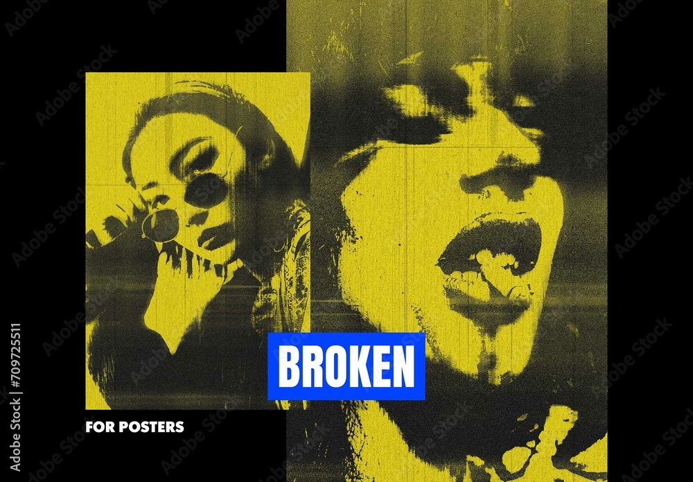 Broken Scanner Poster Photo Effect Mockup Stock Template | Adobe Stock