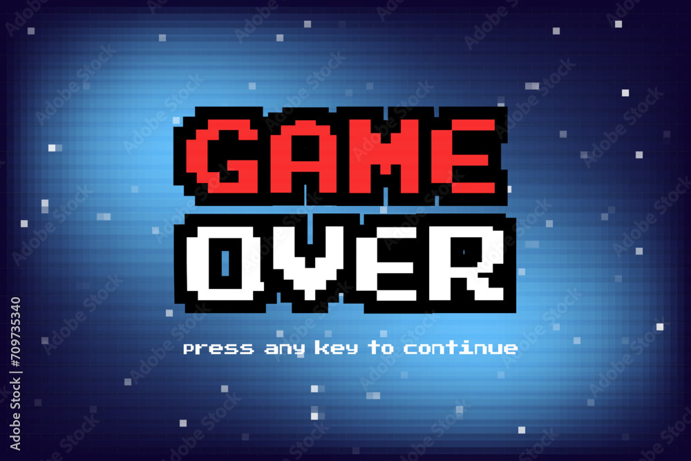 Vetor de GAME OVER PRESS START INSERT A COIN TO CONTINUE.pixel art .8 ...