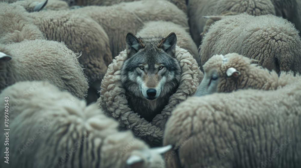 Wolf in sheep's clothing, wolf pretending to be sheep, disguise idea ...