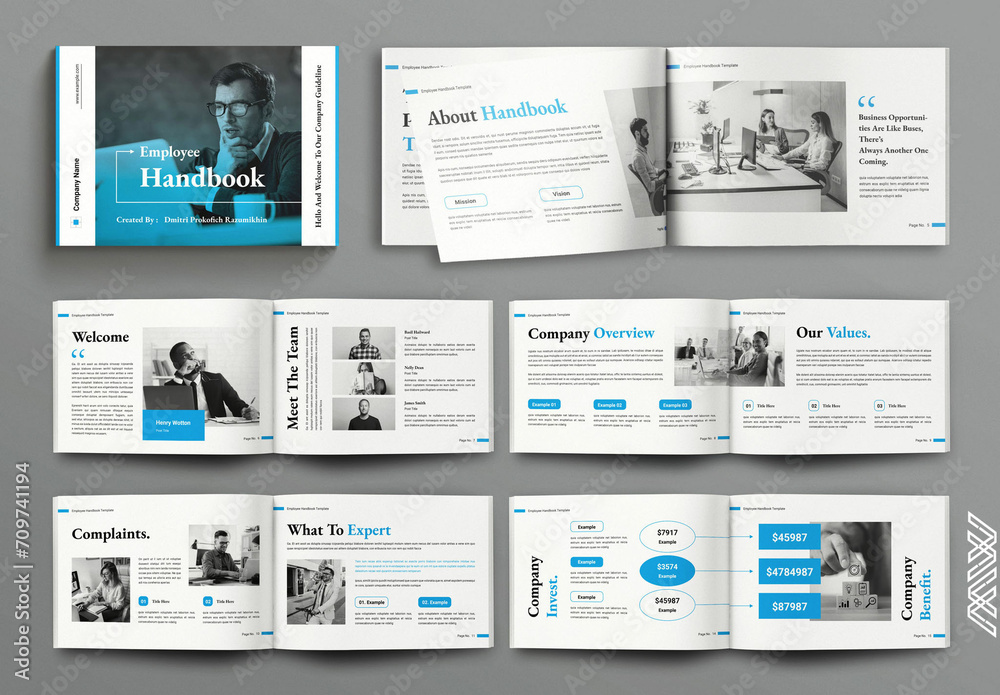 Employee Handbook Template Design Layout Landscape Stock Template ...