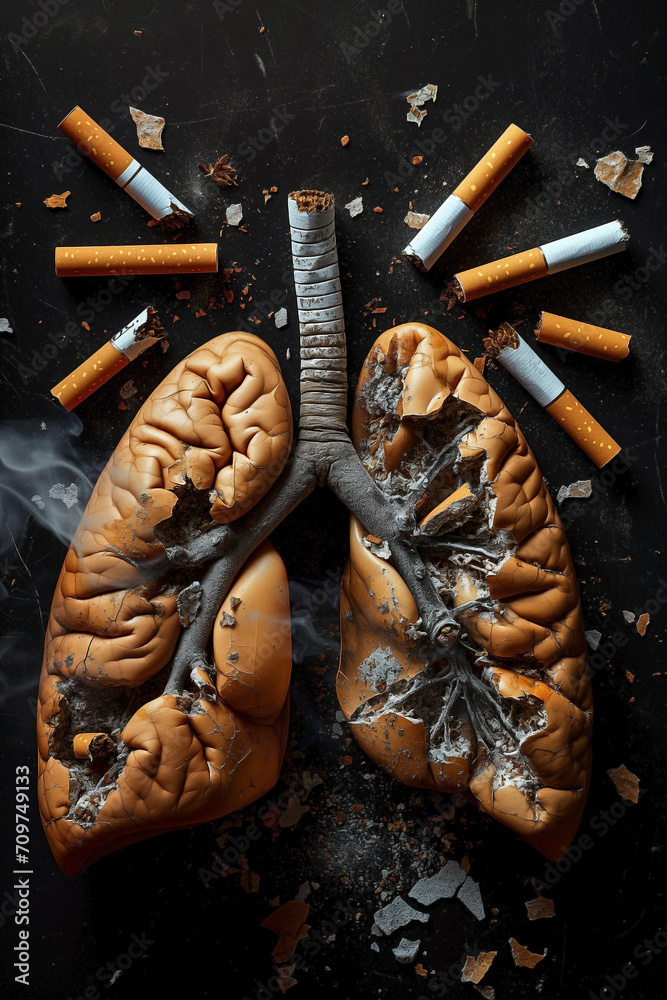 Lung cancer prevention. World no tobacco day. Smoking prevention. Lungs ...