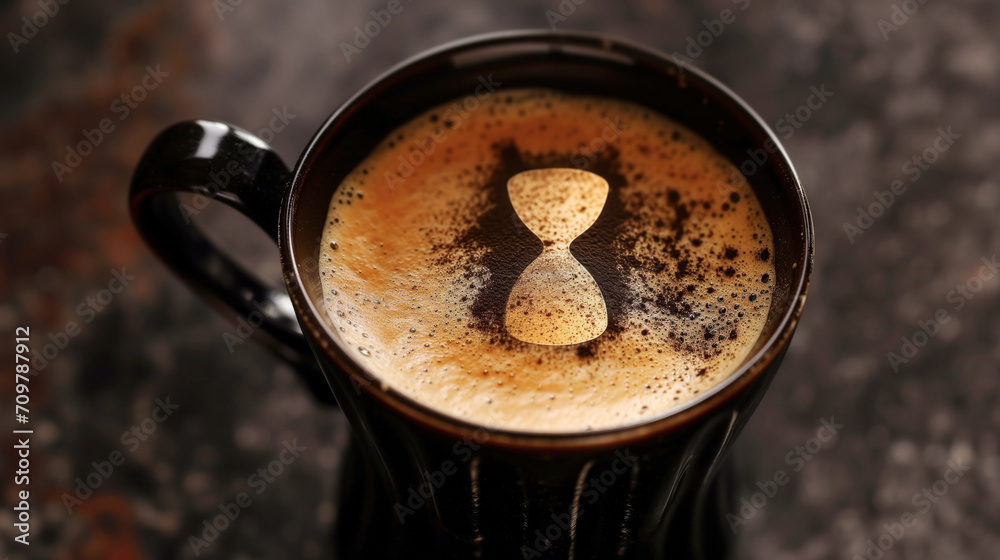 Time for a Coffee Break - Hourglass Symbol in a Frothy Cup. A coffee ...