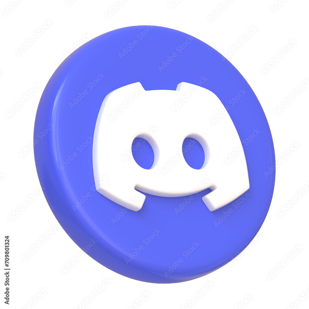 Purple volumetric Discord icon isolated on white background. Social ...