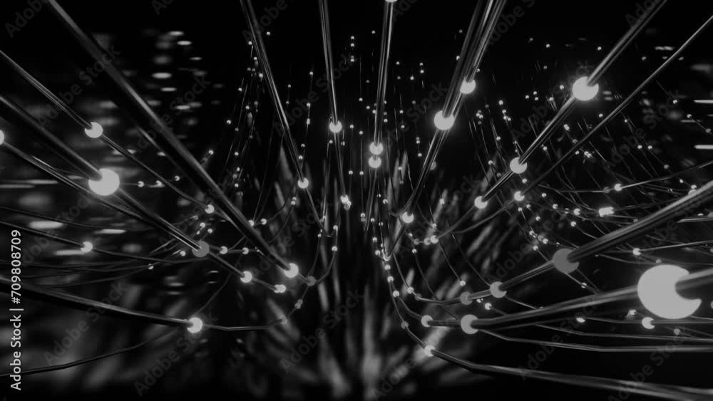 Wires cables binary fly through data internet power electric circuit fiber 4k. looped 3d ...