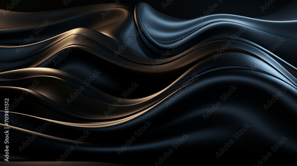 Abstract futuristic dark black background with waved design. Realistic ...