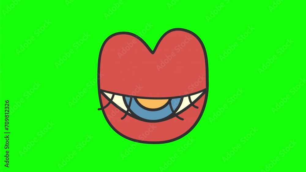 Animated eye blinks. Lips with eye look and wink. Modern art in retro ...