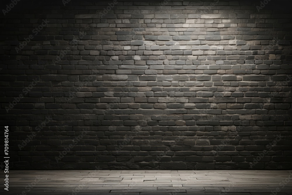 Black brick wall background design with light projection. Dark brick ...