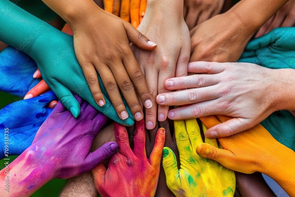 Hands Together for Diversity. An Inspiring Image of People from Various ...
