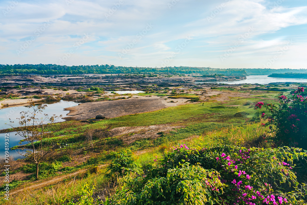 Grand Canyon in Thailand, Nature of rock canyon in Mekong River, Dry ...