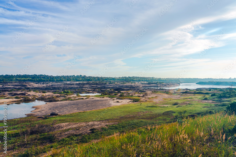Grand Canyon in Thailand, Nature of rock canyon in Mekong River, Dry ...