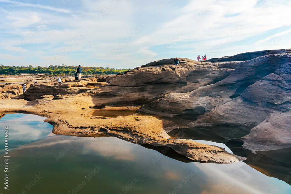 Grand Canyon in Thailand, Nature of rock canyon in Mekong River, Dry ...