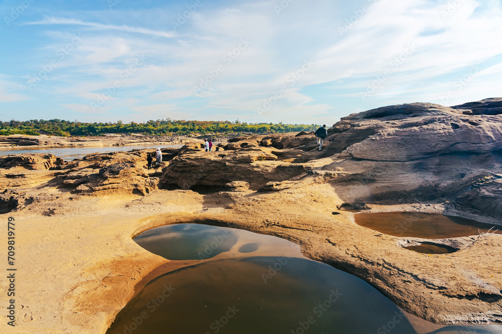 Grand Canyon in Thailand, Nature of rock canyon in Mekong River, Dry ...