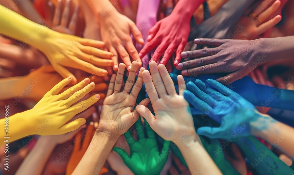 Hands Together for Diversity. An Inspiring Image of People from Various ...