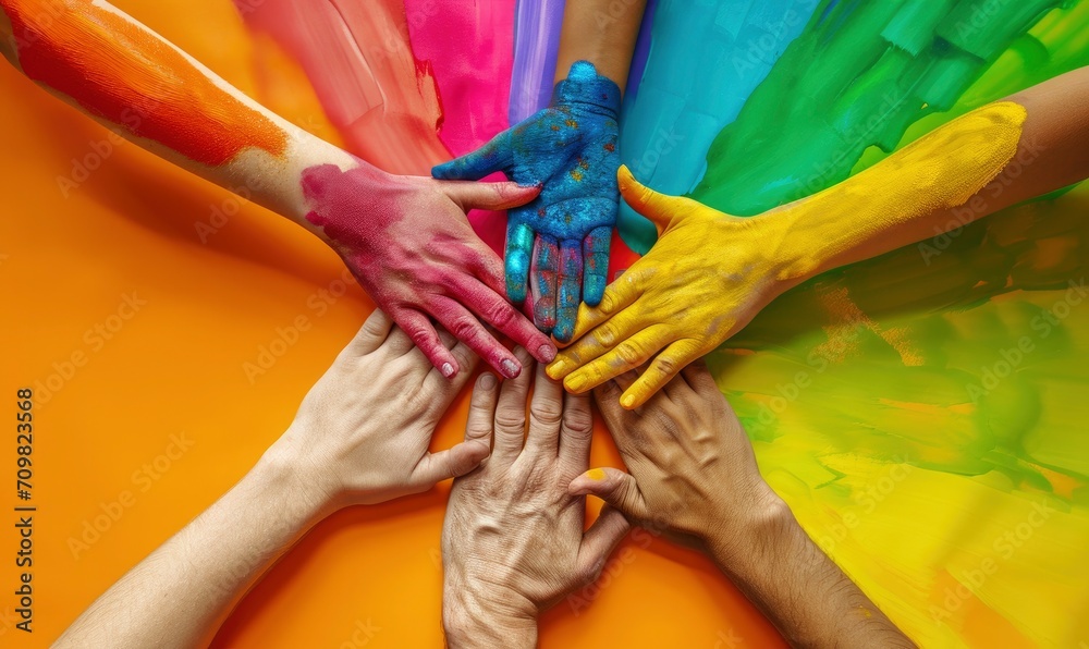Hands Together for Diversity. An Inspiring Image of People from Various ...