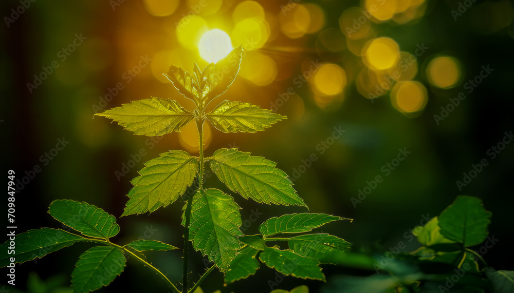 Fresh green leaves (Triffid, Weed, Chromolaena, odorata) with visible ...