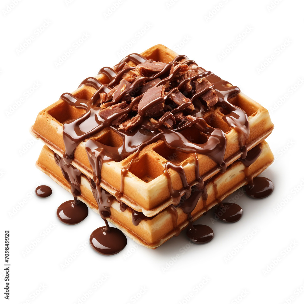 realistic photo one square waffle with chokolate topping created with ...