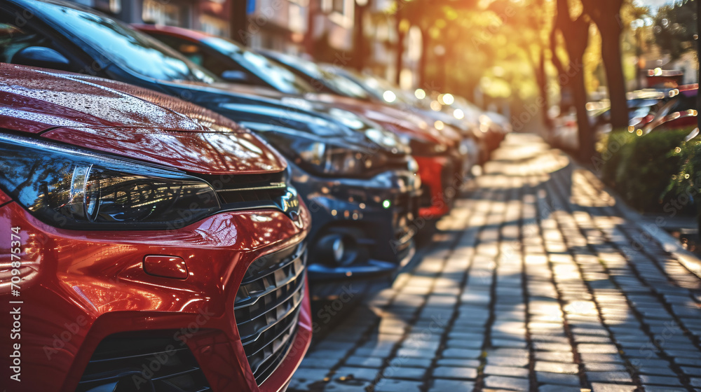 Car parked at outdoor parking lot. Used car for sale and rental service ...